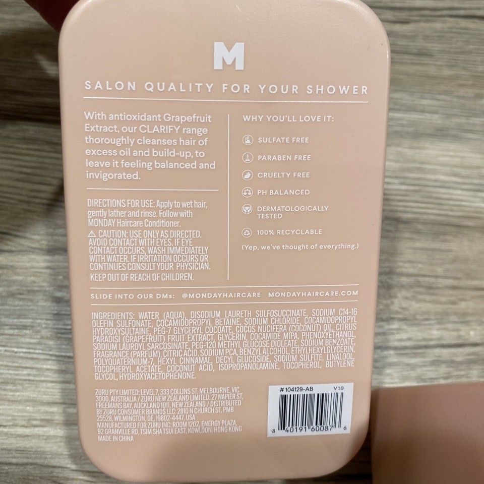 MONDAY Haircare CLARIFY Shampoo And conditioner Grapefruit Extract 12 ...