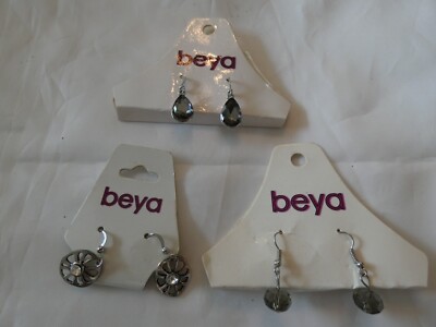 VINTAGE COSTUME JEWELRY LOT 3 PAIR DANGLE EARRINGS BEYA | eBay