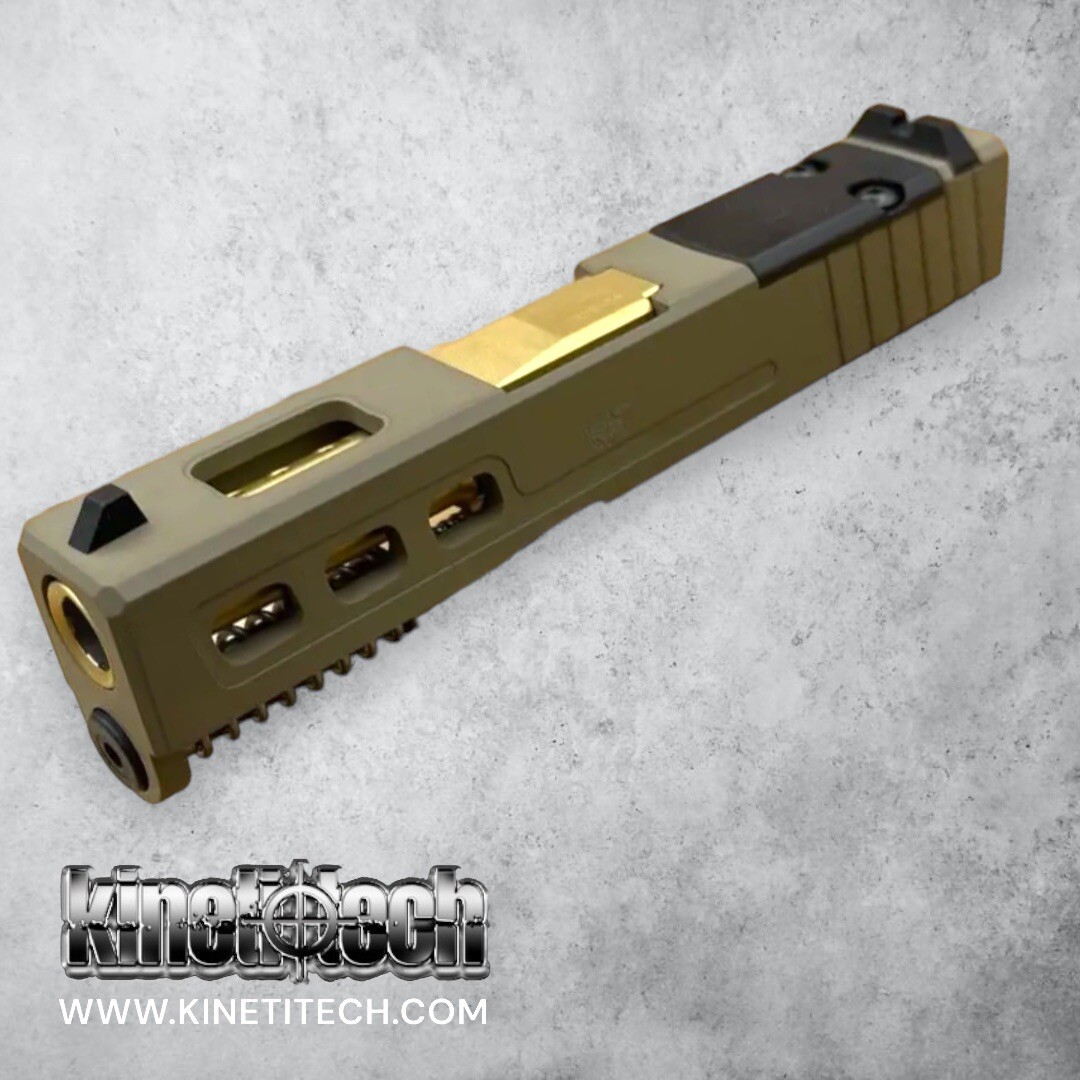 For Glock 43 43x FDE Complete Slide Lighting Ported RMSc PORTED GOLD ...