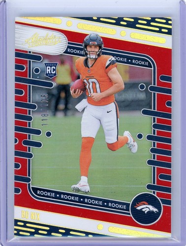 Bo Nix RC 2024 Panini Absolute Rookie Red Spectrum /125 Denver Broncos ...