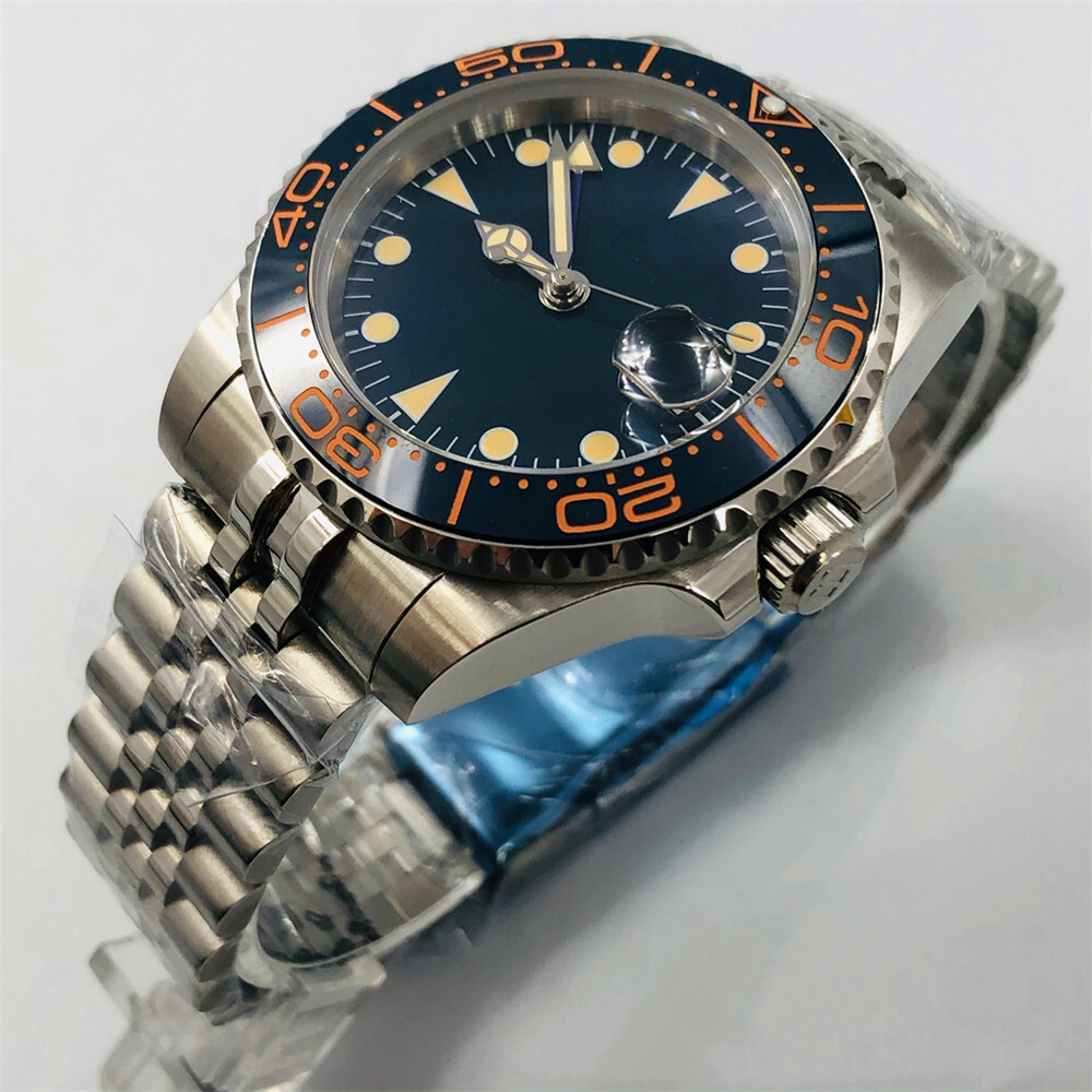 40mm sterile blue dial GMT Ceramic Bezel sapphire crystal automatic men ...