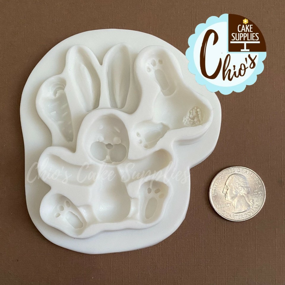 Rabbit / Bunny silicone mold with carrot and rabbit bottom cavities. | eBay