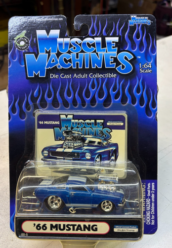 2000 MUSCLE MACHINES ‘66 Mustang, DOUBLE LOGO CAR GT-350 SHELBY BLUE 1/ ...