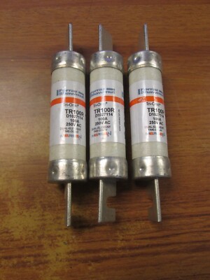 NEW. FERRAZ SHAWMUT TRI-ONIC FUSES (LOT OF 3) 100A, CAT# TR100R ... TY ...