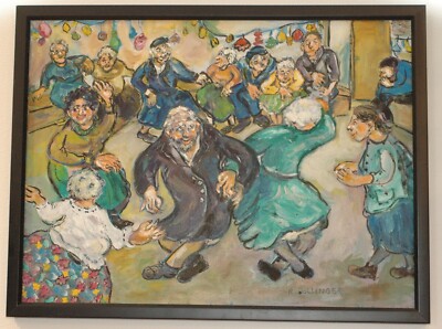 Renate Dollinger Original 24"x18" Oil painting on canvas Jewish Dance ...
