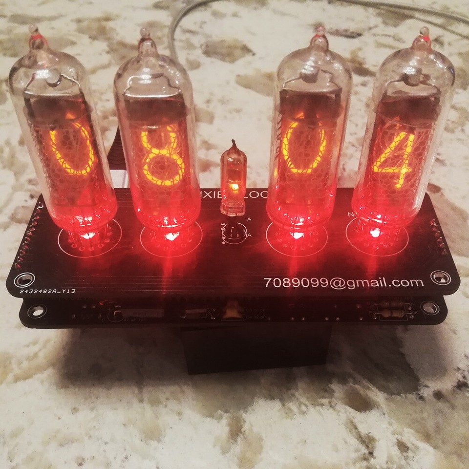 DIY KIT with NEW tubes Nixie Clock 4x IN-14+IN3 RGB Backlight Alarm ...