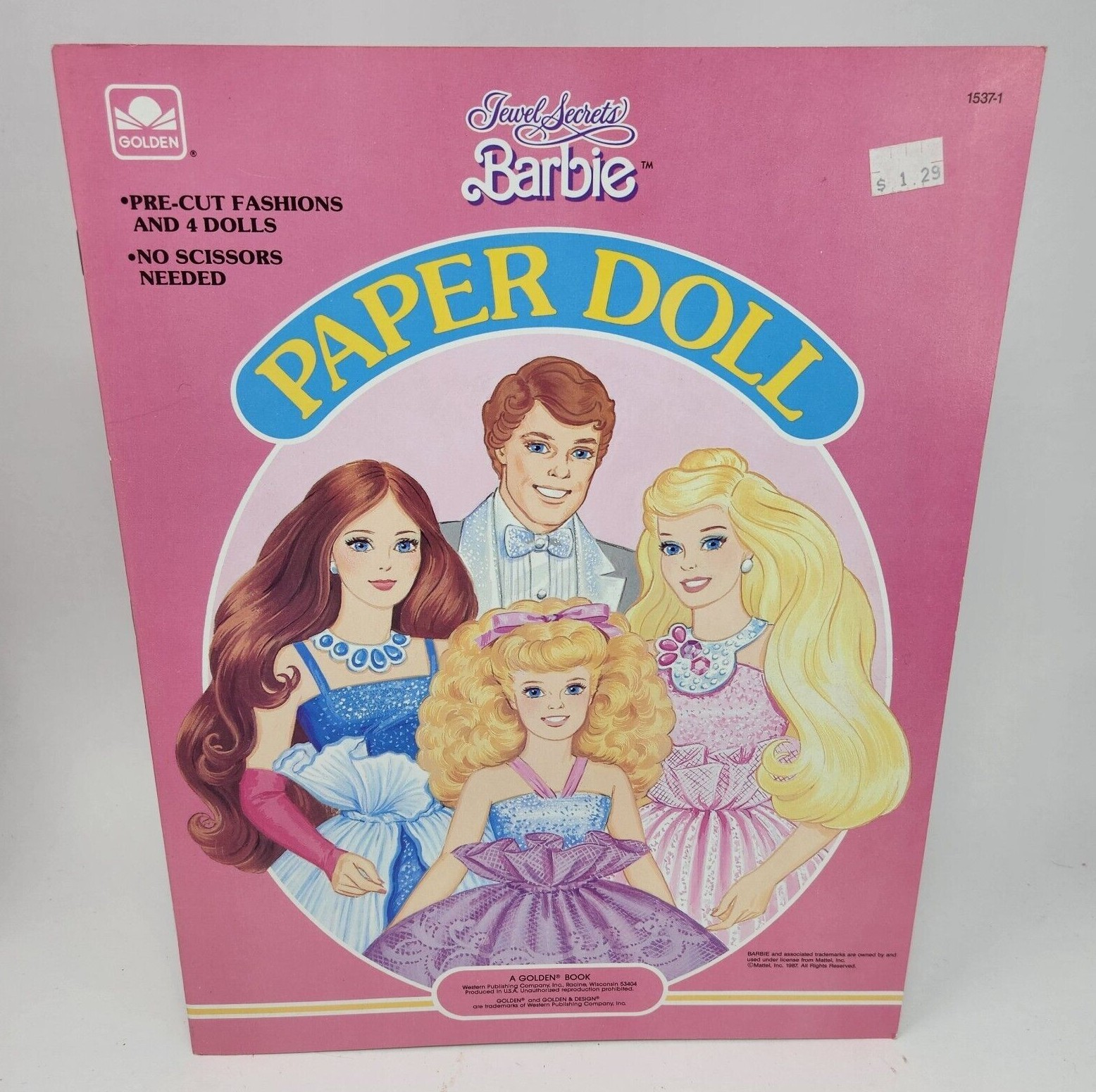 VINTAGE 1987 JEWEL SECRETS BARBIE + KEN PAPER DOLL MATTEL BOOK NEVER ...