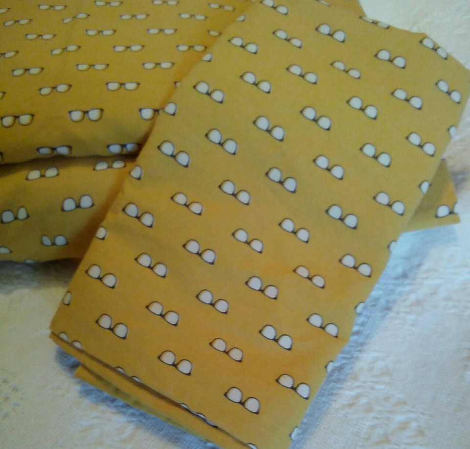 Vintage 1993 Joe Boxer Yellow Twin Sheet Set 100% Cotton Eyeglasses ...