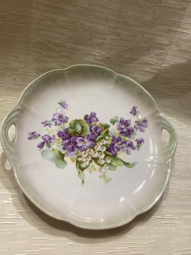 Vintage German Purple Violet Floral Handled Tray Plate | eBay