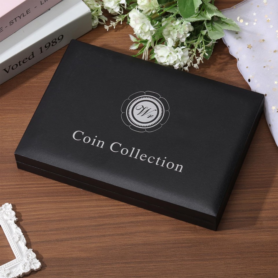 Coin Display Case PU Black Velvet Display Coin 45mm Challenge Coin ...
