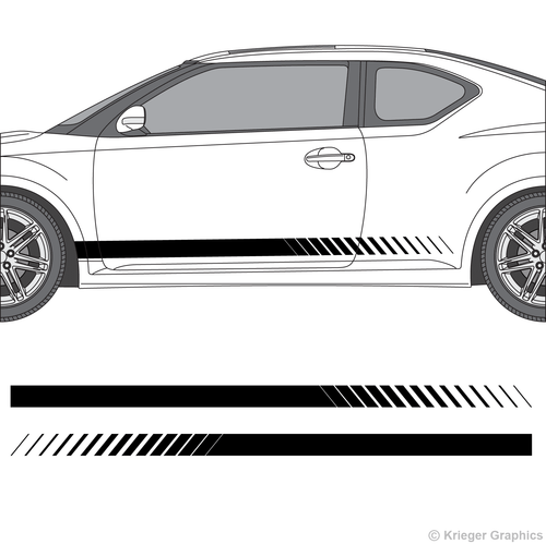 Faded Rocker Panel Racing Stripes 3M Vinyl Decal Kit for Scion tC or FR ...