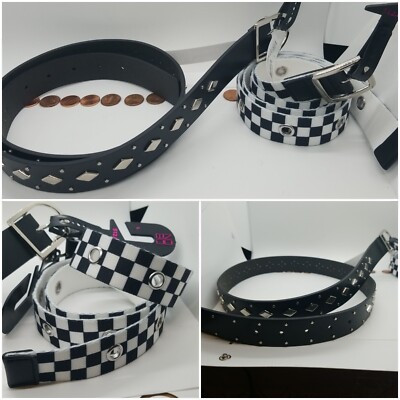 Checkered Fabric BELT & LEATHERy DIAMOND STUDDED| 2 No Boundary Women ...