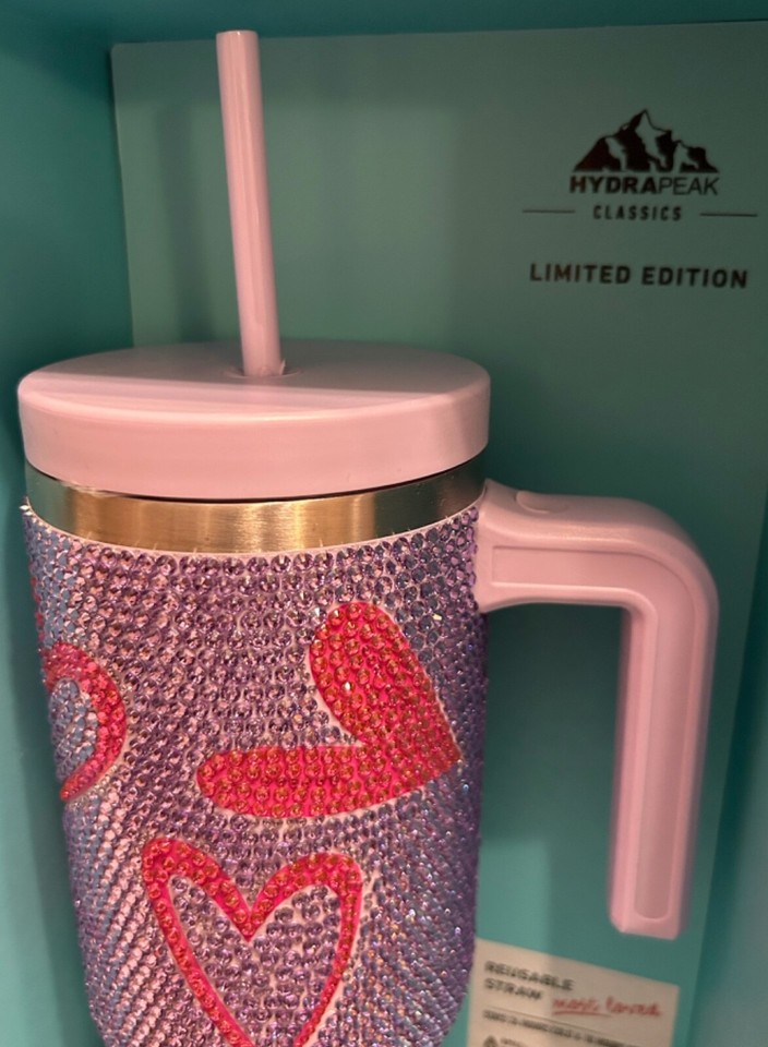 Hydrapeak Tumbler Cup Bling Hearts Voyager 40oz Pink Purple Straw New ...