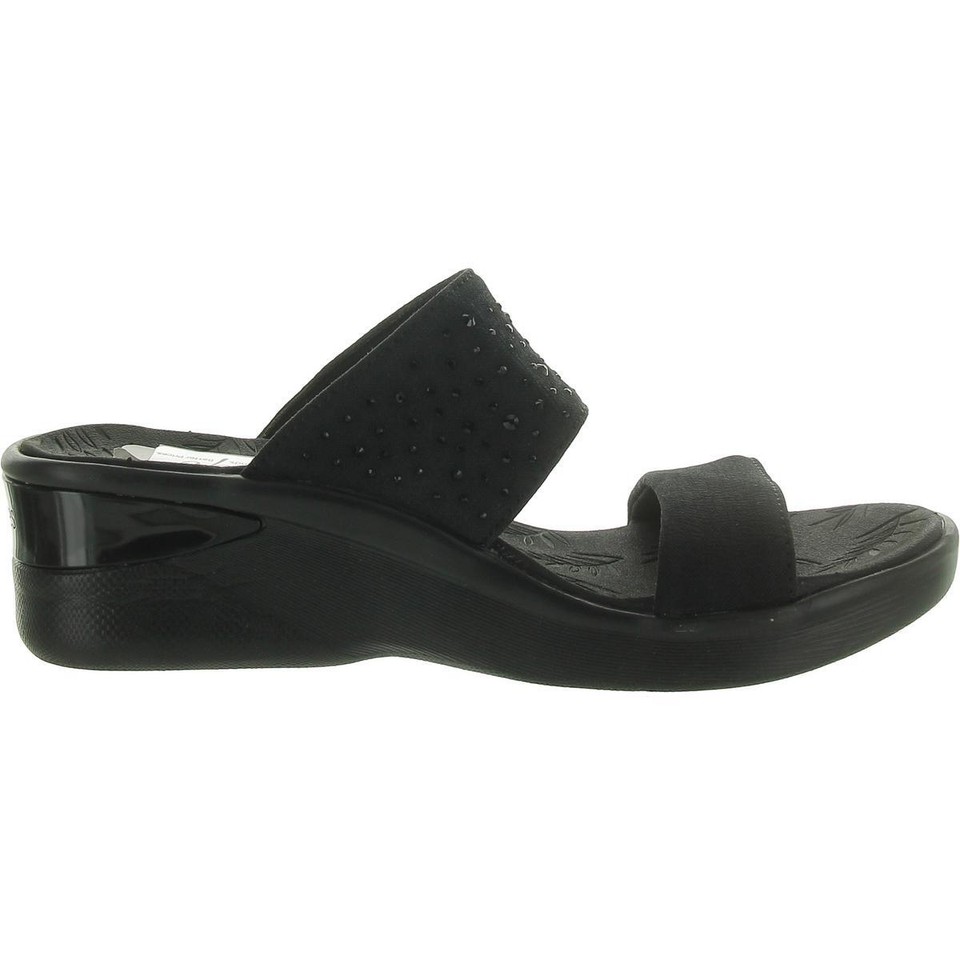 Bzees Womens Sienna Rhinestone Cushioned Footbed Slide Sandals Shoes ...