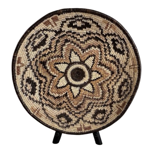 Vintage Native American Basket Weave Shallow Bowl with Geometric Design ...