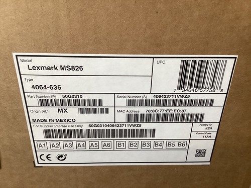 Lexmark MS826de Black & White Laser Monochrome Printer - 50G0310 for ...
