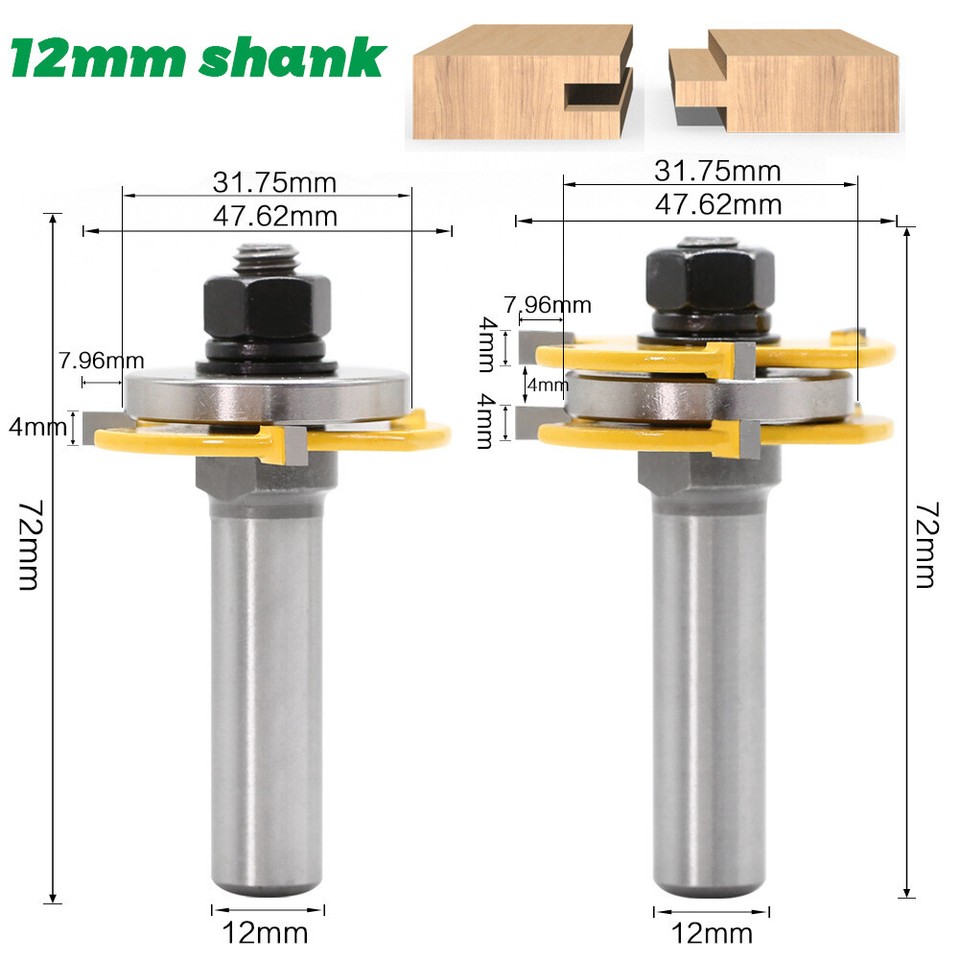 Tongue and Groove Router Bit Set Up To 4mm Stock 12mm Shank Set | eBay
