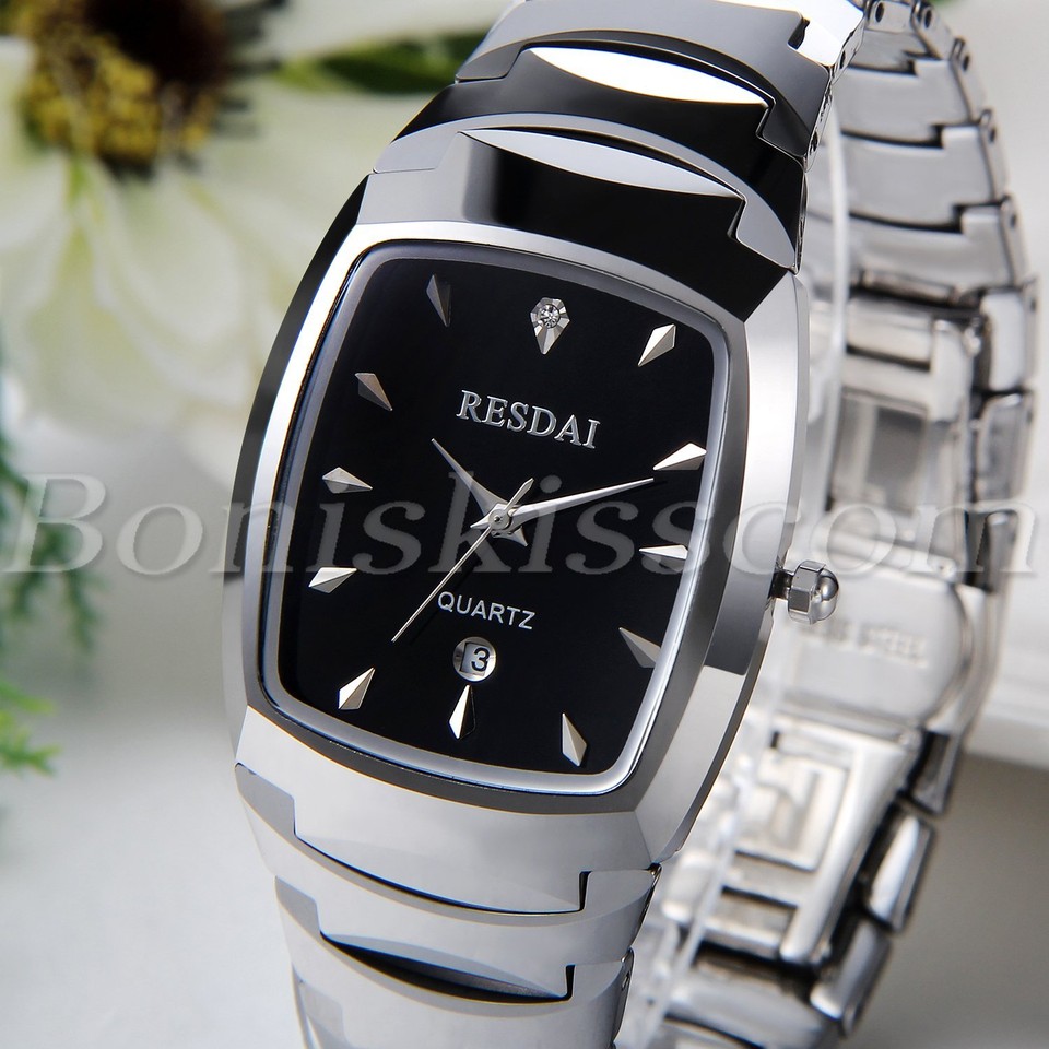 Luxury Business Date Watch Tungsten Carbide Band Men's Analog Quartz ...