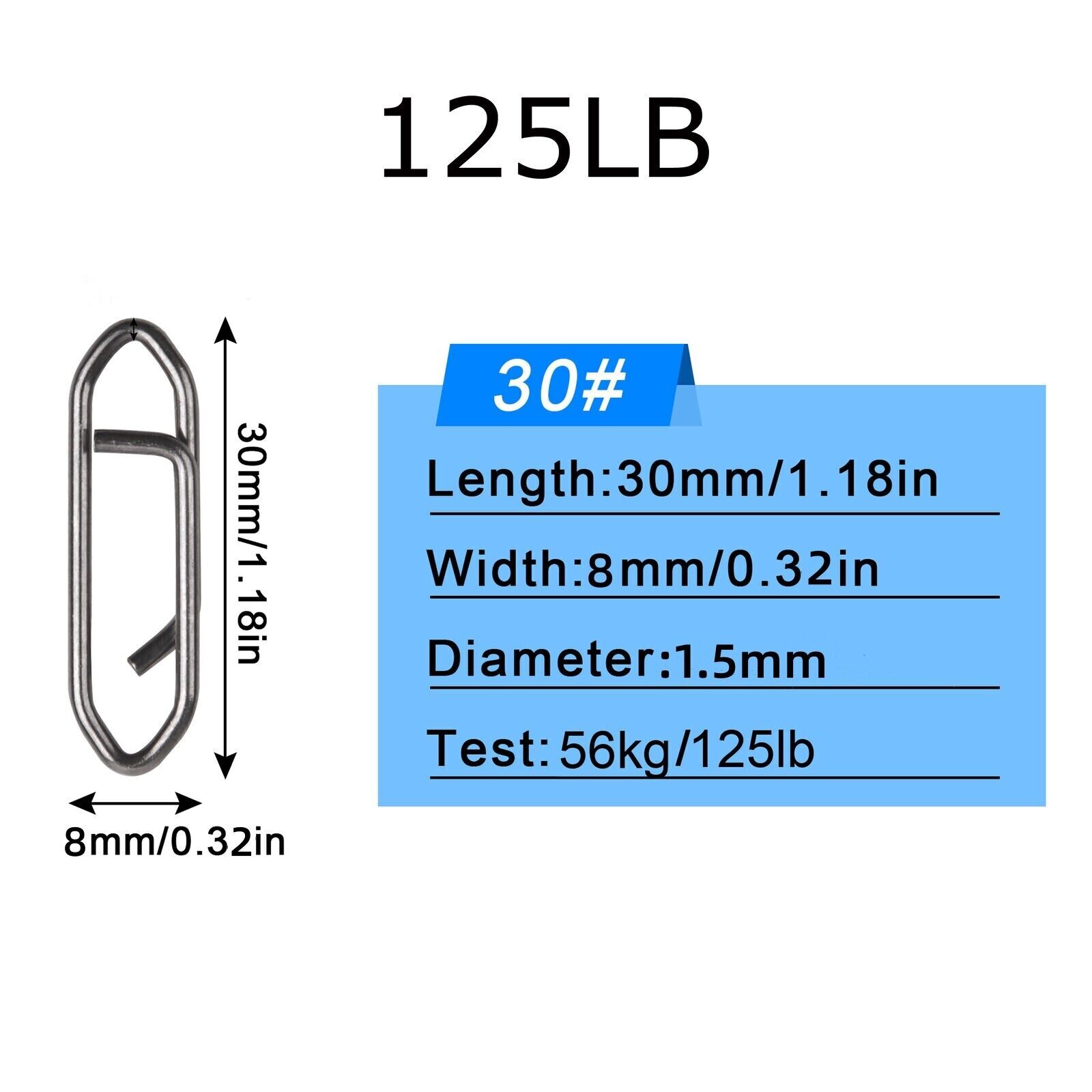 Fishing Power Clips Stainless Steel Speed Clips Quickly Change Snaps 50 ...