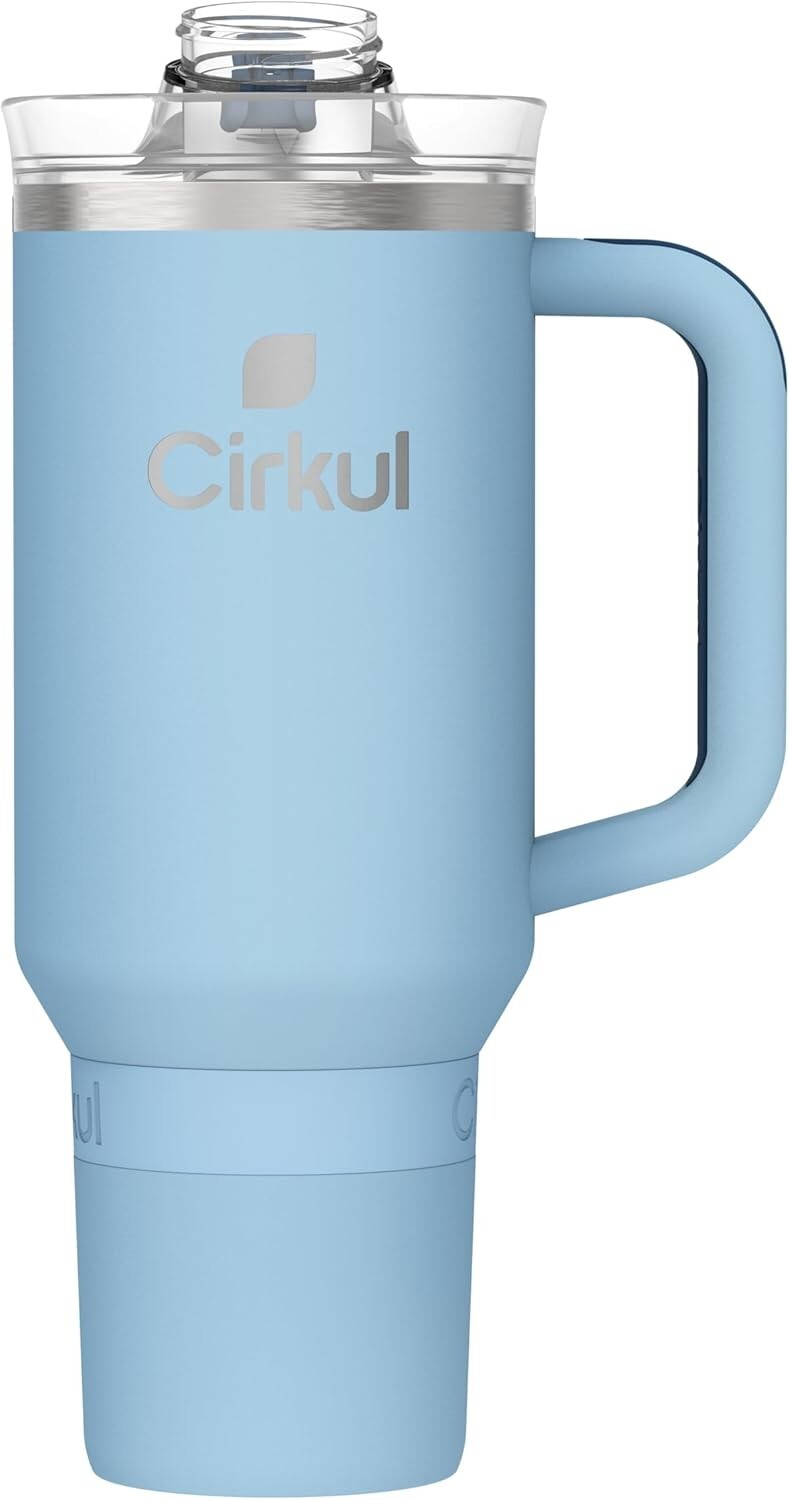 Cirkul 40 oz Light Blue Stainless Steel Tumbler StrawSip Double Wall ...