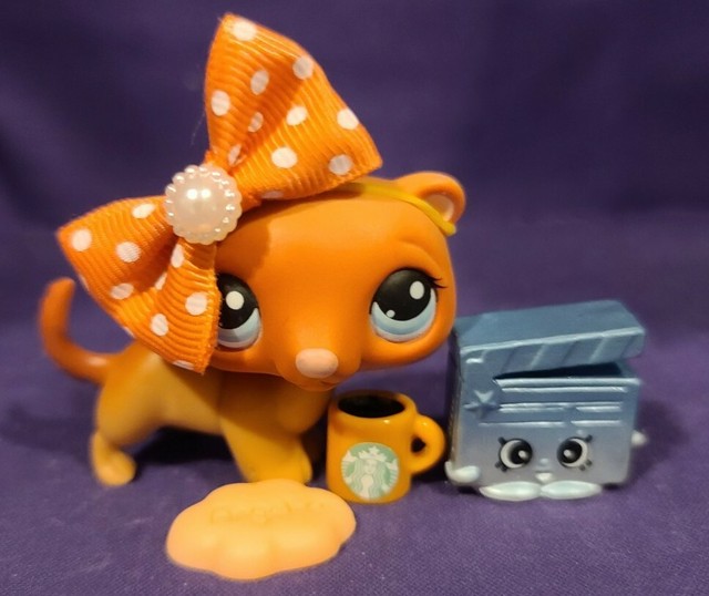 AUTHENTIC Littlest Pet Shop #334 Brown Orange Ferret Blue Dot Eyes LPS ...