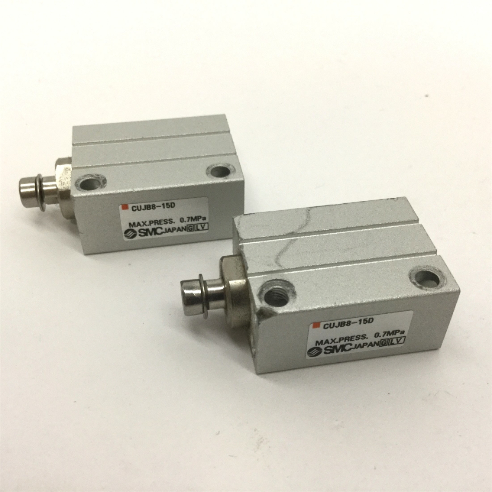 Lot of 2 SMC CUJB8-15D Mini Free Mount Cylinder, Stroke: 15mm, Bore ...