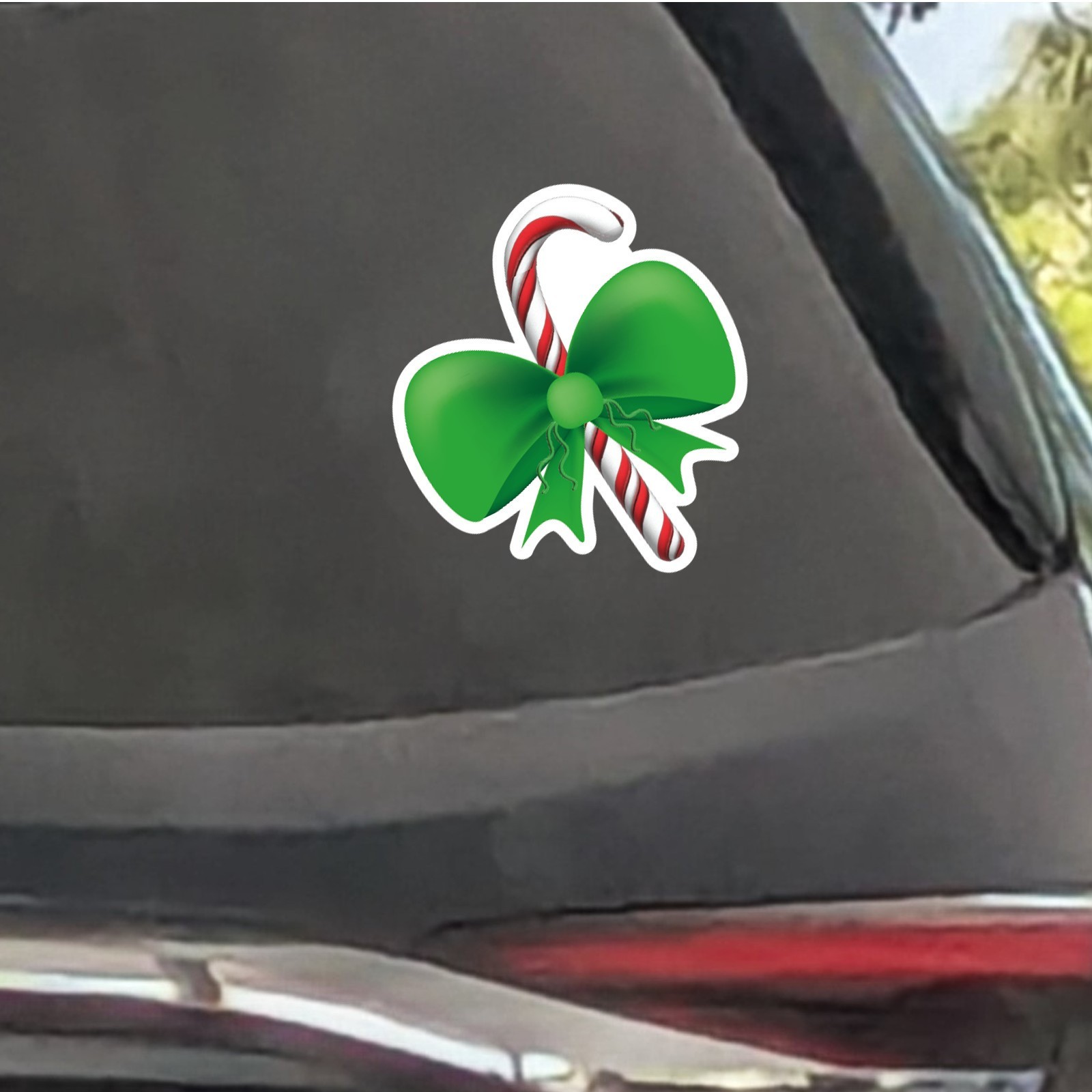 Christmas Candy Cane Vinyl Sticker Decal Red Green Bow Holiday Decor ...