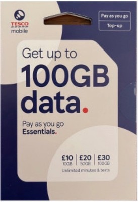 TESCO Mobile Pay As You Go Sim Card Unlimited minutes texts, up to ...