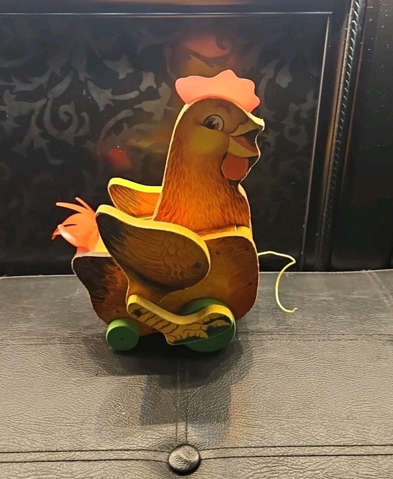Vintage Fisher Price "The Cackling Hen" Wooden Chicken Pull Toy #120 ...