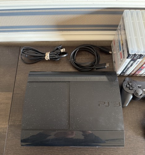 SONY PS3 Super Slim 500GB Console Bundle W/2 OEM Controllers & 16 Games ...