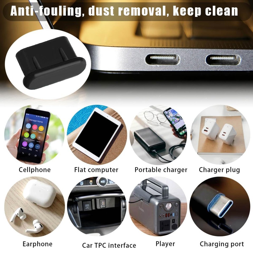 50 Pcs USB C Dust Plug USB Type C Anti Dust Plugs Cover Type C Charging ...