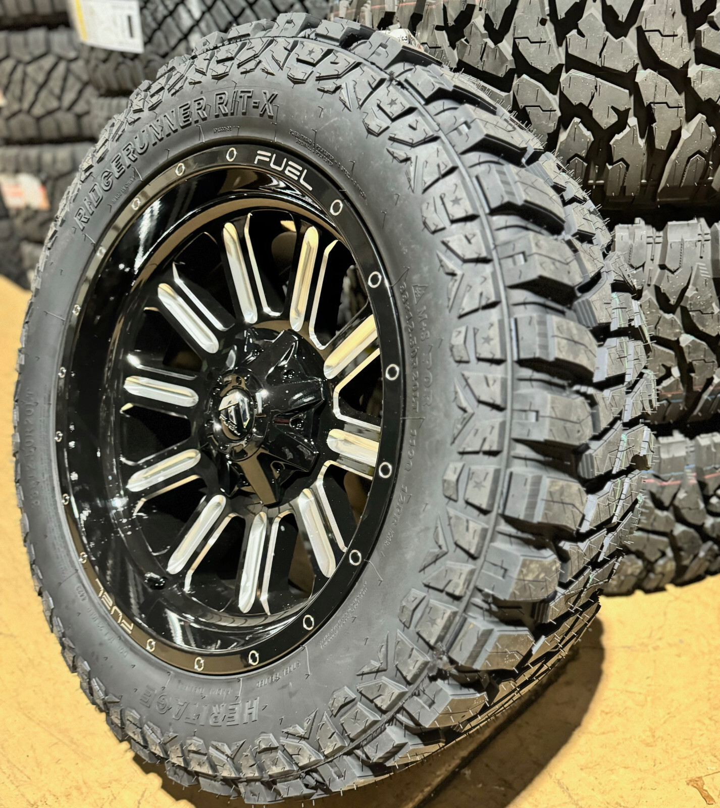 5 20x10 Fuel D620 Hardline Wheels 33" MT AT Tires 5x5 Jeep Wrangler JK ...