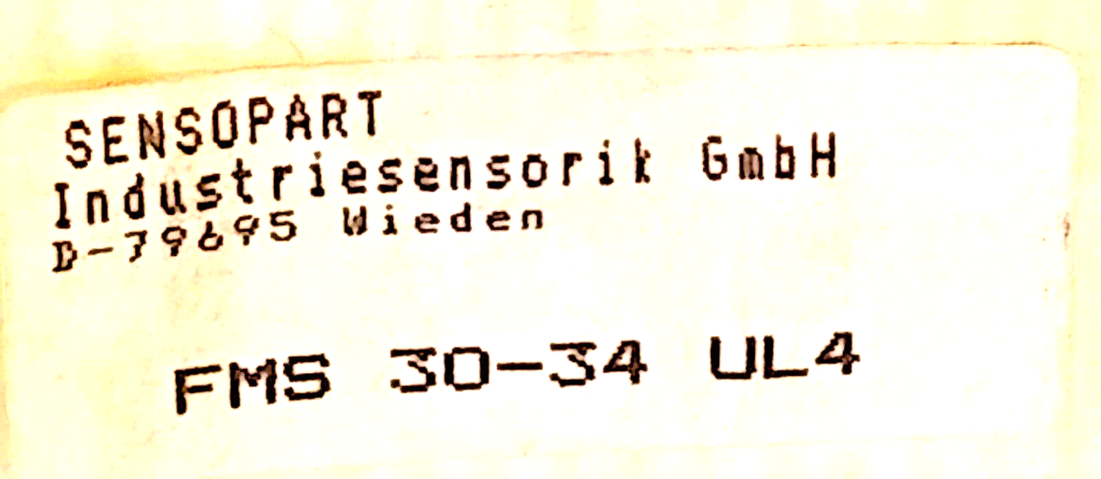 1 NEW SENSOPART FMS 30-34 UL4 PROXIMITY SENSOR NIB/NNB ***MAKE OFFER ...