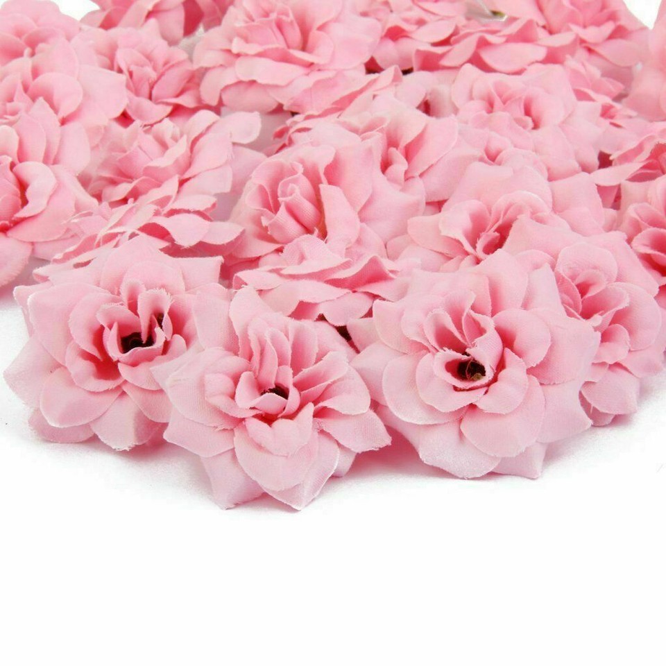 100Pcs Pop Silk Artificial Fake Rose Flower Heads Bulk Craft Wedding ...