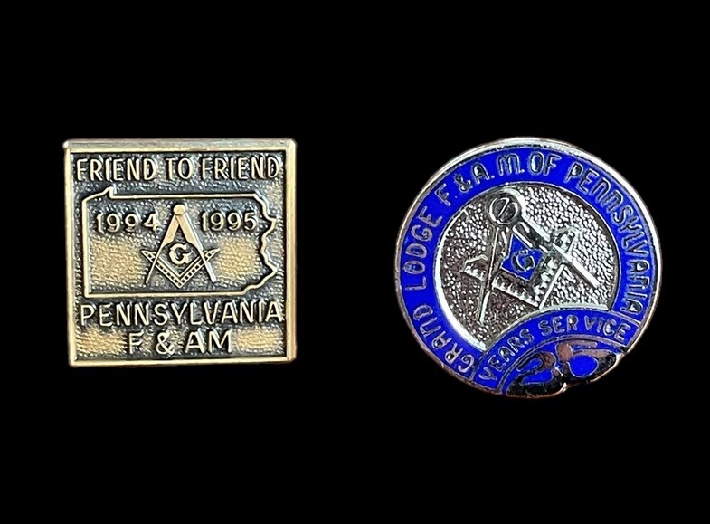 Two Vintage Masonic Freemason Lapel Pin Pins Grand Lodge Of ...