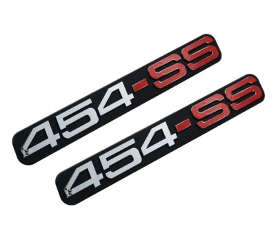 2pc 454 SS Door Emblem Badge for 88-00 SS 1500 Truck Brushed (Silver ...