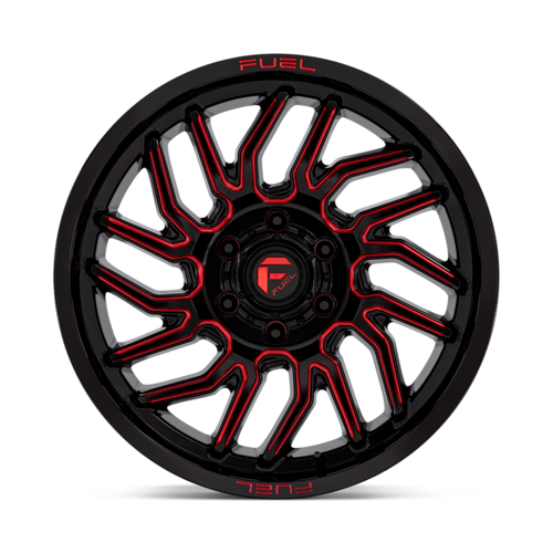 (4) 20x9 Fuel Hurricane 5 6 8 Lug New Gloss Black Red Wheels Rims FREE ...