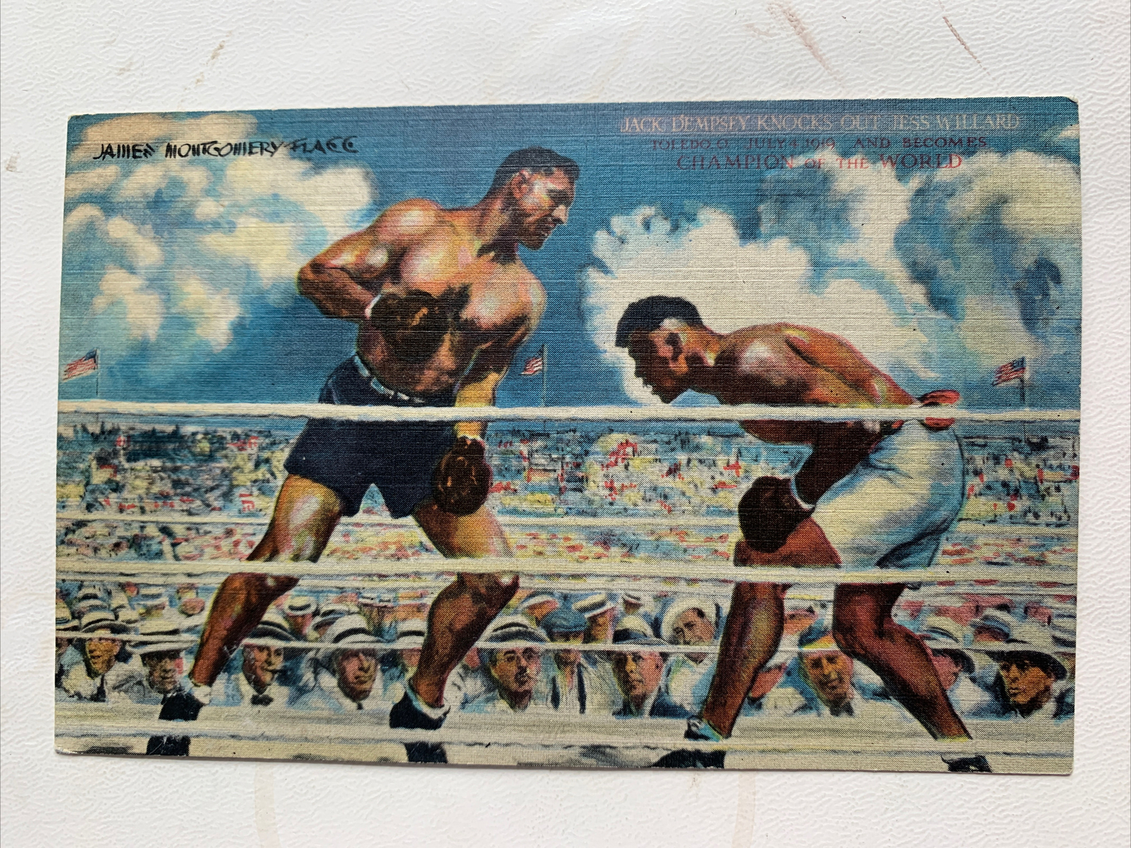 Vintage New York City NY, Jack Dempsey Knocks out Jess Willard’s ...