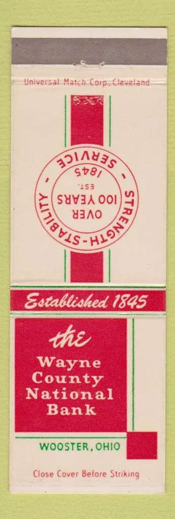 Matchbook Cover - Wayne County National Bank Wooster OH | eBay