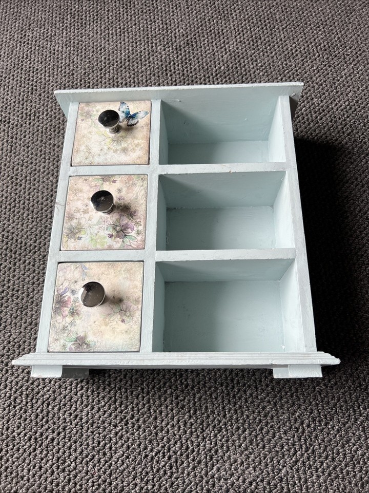 FABULOUS SMALL HEAVY WOODEN TABLE TOP UNIT WITH DRAWS FREESTANDING 14.5 ...