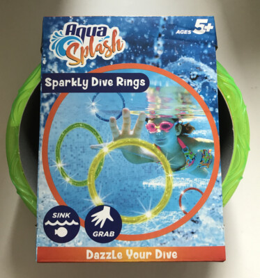Aqua Splash Sparkly Dive Rings Pool Swim Water Toys 6 Multicolor Rings ...