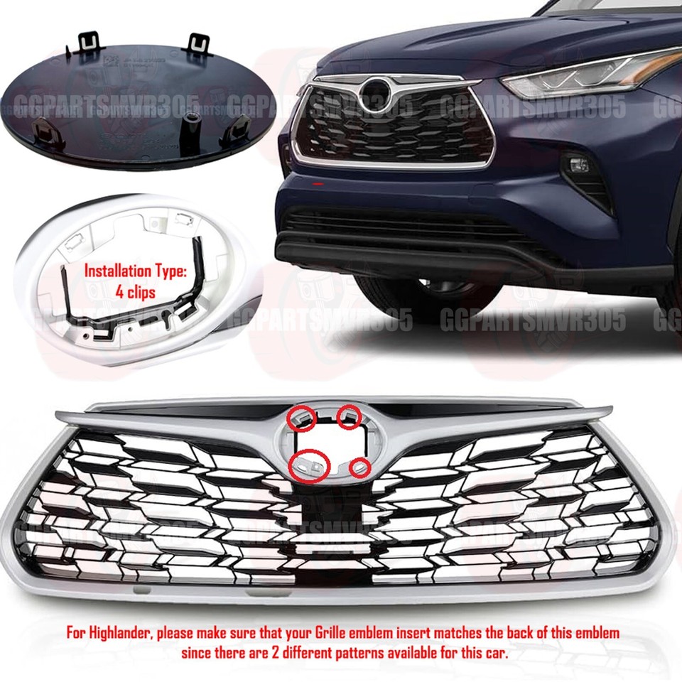 Toyota Highlander Front Grille Emblem Logo Badge Radar 2021 2023 OEM ...