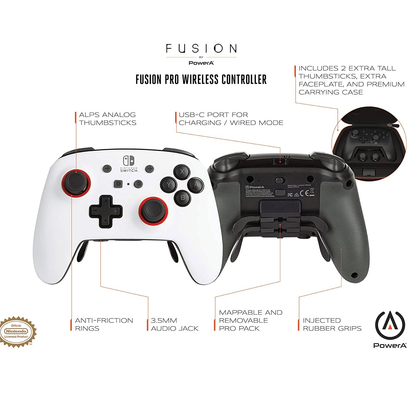NEW PowerA Fusion Pro Wireless Controller Nintendo Switch Black White ...