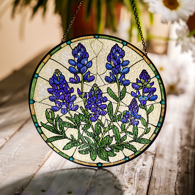 Texas Bluebonnet Flower Suncatcher Stained Glass, Suncatcher Purple ...
