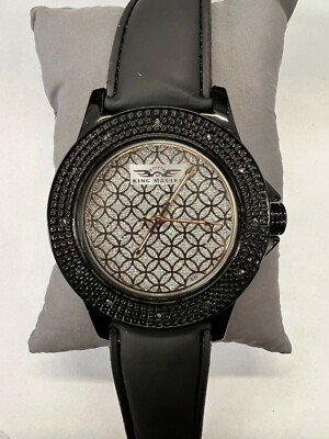 Kings Master Mens Gold/Silver Dial Black Leather Strap Watch 105.3 | eBay