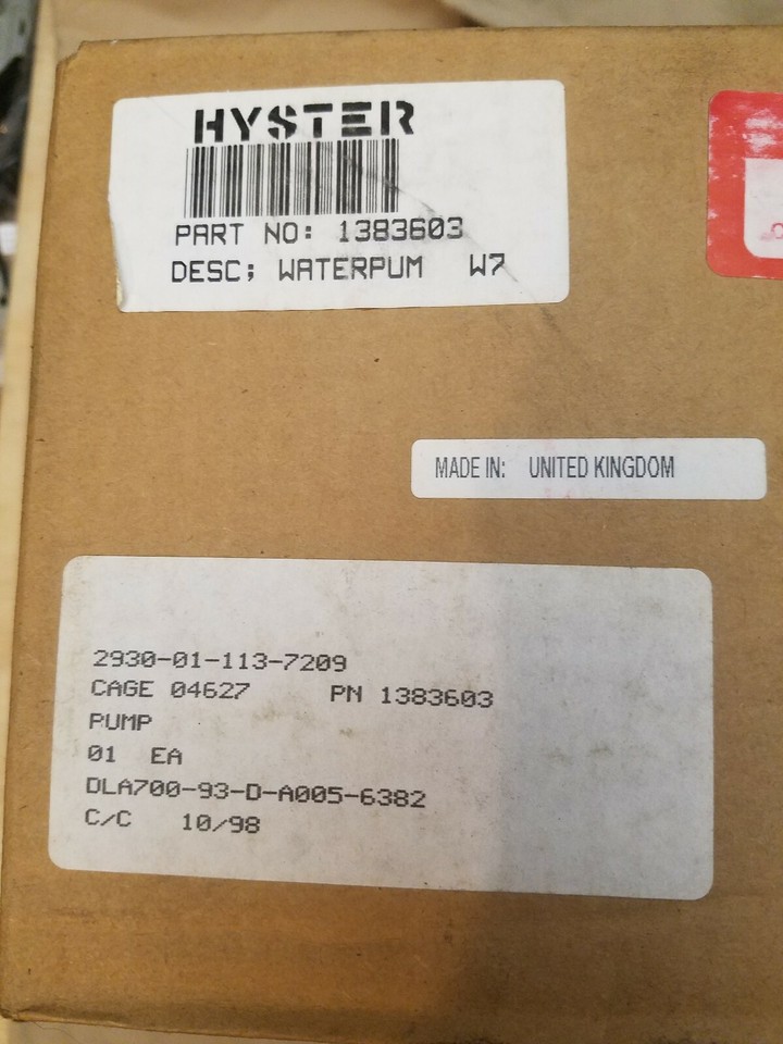 Hyster 1383603 HY1383603 Water Pump Forklift Forktruck | eBay