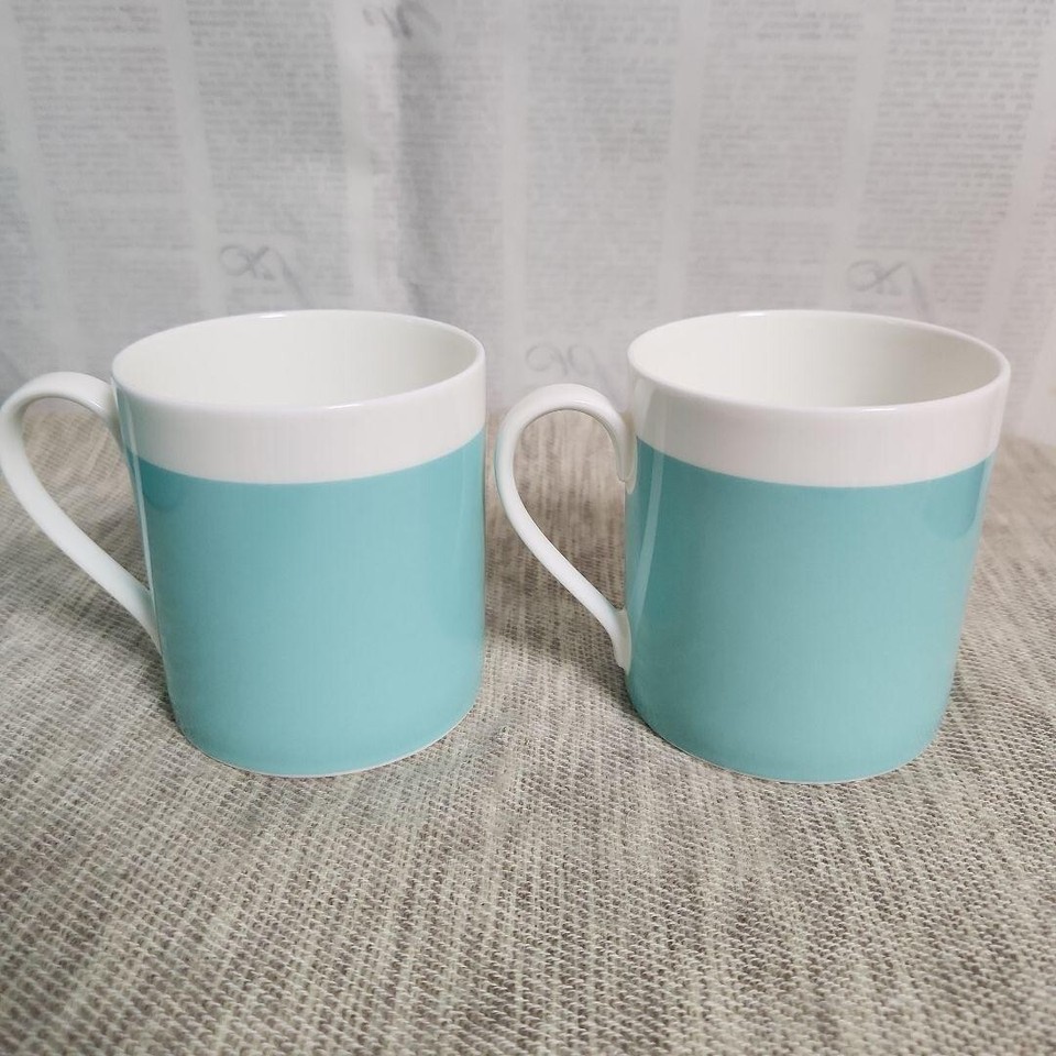 Tiffany&Co Color Block Mug Cup Set Blue White Bone China from JP | eBay