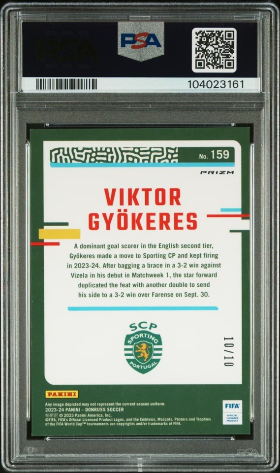2023-24 Panini Donruss Optic FIFA Rookie Gold 10/10~1/1 Viktor Gyokeres ...