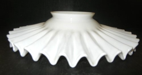 RUFFLED PETTICOAT LAMP SHADE ANTIQUE VICTORIAN WHITE MILK GLASS 9 3/4 ...