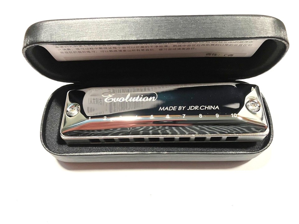 JDR Evolution 10 Hole Diatonic Harmonica Sleek Design-Aluminum Comb ...